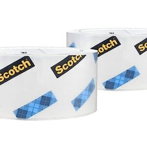 Scotch Heavy Duty Shipping Packing Tape, Clear, Shipping and Packaging Supplies, 1.88 in. x 54.6 yd., 2 Tape Rolls with 1 Dispenser