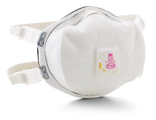 3M Disposable Particulate Cup Respirator 8293 P100 with Cool Flow Exhalation Valve, Adjustable Buckle Straps and Noseclip, Face Seal, Individually Packaged