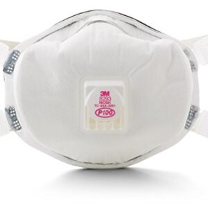 3M Disposable Particulate Cup Respirator 8293 P100 with Cool Flow Exhalation Valve, Adjustable Buckle Straps and Noseclip, Face Seal, Individually Packaged