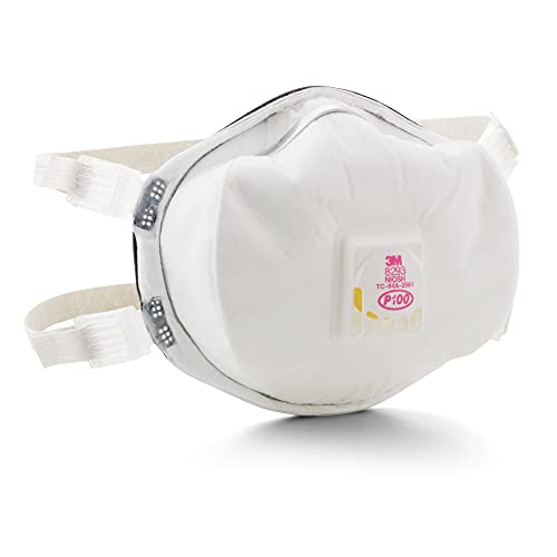 3M Disposable Particulate Cup Respirator 8293 P100 with Cool Flow Exhalation Valve, Adjustable Buckle Straps and Noseclip, Face Seal, Individually Packaged