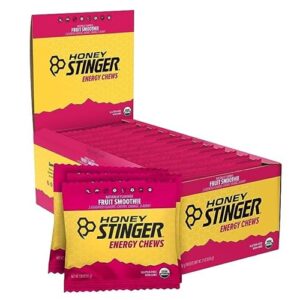 honey stinger organic fruit smoothie energy chew | gluten free & caffeine free | for exercise, running and performance | sports nutrition for home & gym, pre and mid workout | 12 pack, 21.6 ounce