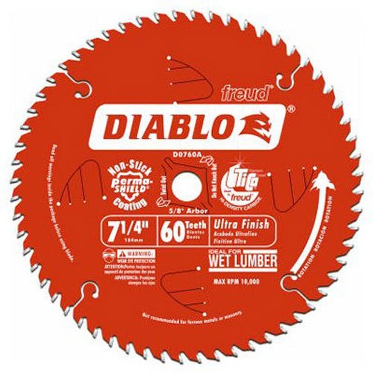 Freud D0760X Diablo Ultra Finish Saw Blade ATB 7-1/4-Inch by 60t 5/8-Inch Arbor