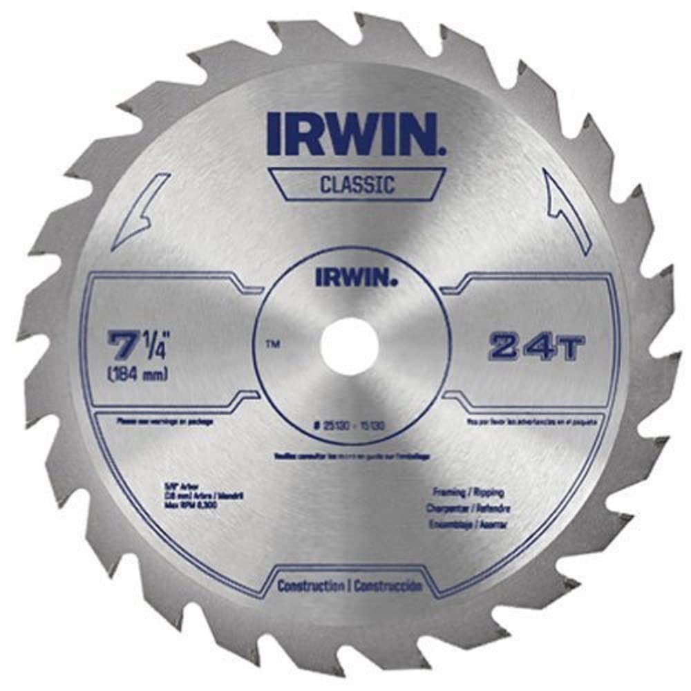 IRWIN Tools Classic Series Steel Corded Circular Saw Blade, 7 1/4-inch, 24T (25130)