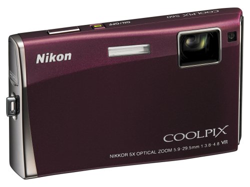 Nikon Coolpix S60 10MP Digital Camera with 5x Optical Vibration Reduction (VR) Zoom (Burgundy)