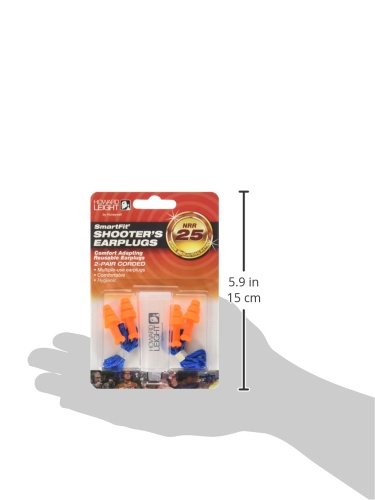 Howard Leight by Honeywell SmartFit Corded Reusable Shooting Earplugs, 2-Pairs (R-01520), Orange With Blue