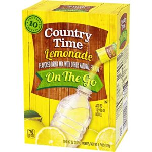 Country Time Sugar Sweetened Lemonade On-The-Go Powdered Drink Mix, 10 Count (Pack of 6)