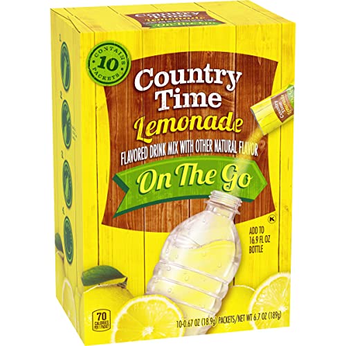 Country Time Sugar Sweetened Lemonade On-The-Go Powdered Drink Mix, 10 Count (Pack of 6)