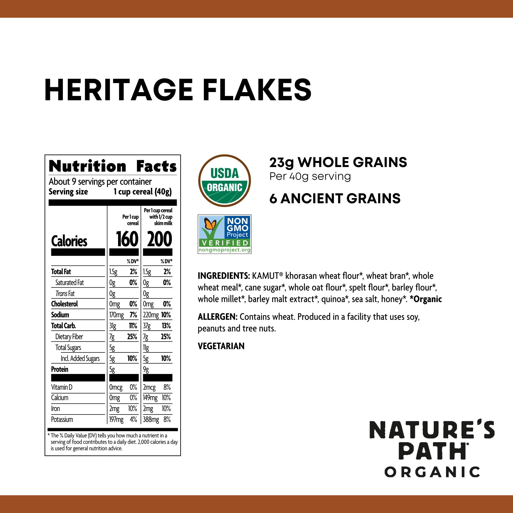 Nature's Path Organic Heritage Flakes Cereal, 13.25 Ounce (Pack of 6)