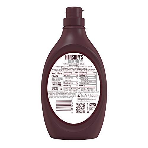 HERSHEY'S Zero Sugar Chocolate Syrup Bottles, 17.5 oz (6 Count)