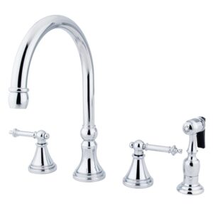 kingston brass ks2791tlbs templeton widespread kitchen faucet, 8-1/4", polished chrome