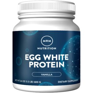 mrm nutrition egg white protein | vanilla flavored | 23g fat-free protein | with digestive enzymes | highest biological value | clinically tested | 20 servings