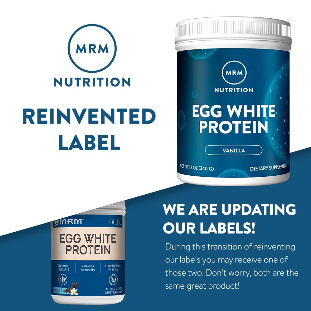 MRM Nutrition Egg White Protein | Vanilla Flavored | 23g Fat-Free Protein | with Digestive enzymes | Highest Biological Value | Clinically Tested | 20 Servings