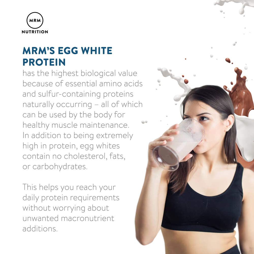 MRM Nutrition Egg White Protein | Vanilla Flavored | 23g Fat-Free Protein | with Digestive enzymes | Highest Biological Value | Clinically Tested | 20 Servings