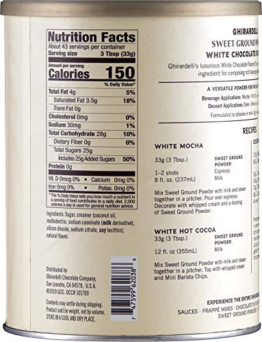 Ghirardelli Sweet Ground White Chocolate Flavor Powder, 3.12 lbs.