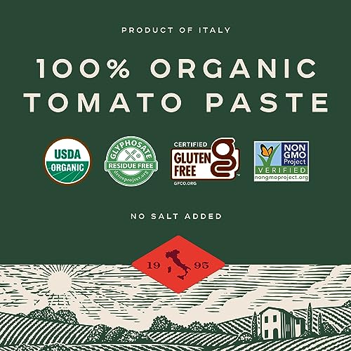 Bionaturae Organic Tomato Paste - No Salt Tomato Paste, Tomato Paste in a Jar, Keto Friendly, Non-GMO, USDA Certified Organic, No Added Sugar, No Added Salt, Made in Italy - 7 Oz, 12 Pack