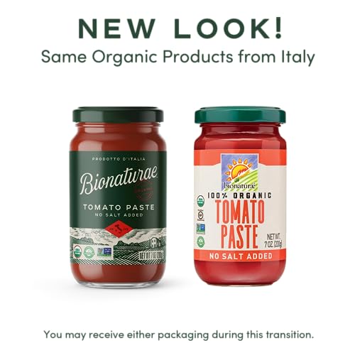 Bionaturae Organic Tomato Paste - No Salt Tomato Paste, Tomato Paste in a Jar, Keto Friendly, Non-GMO, USDA Certified Organic, No Added Sugar, No Added Salt, Made in Italy - 7 Oz, 12 Pack