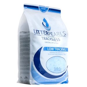 litter pearls tracksless unscented non-clumping crystal cat litter with odorbond, 7 lb, white, clear and blue crystals