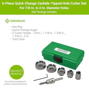 Greenlee 660 6-Piece Quick Change Carbide-Tipped Hole Cutter Set, 7/8" - 2"