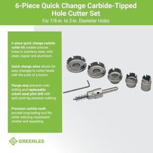 Greenlee 660 6-Piece Quick Change Carbide-Tipped Hole Cutter Set, 7/8" - 2"