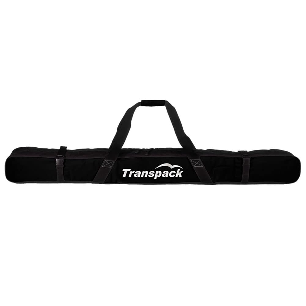 TRANSPACK SKI 182 Super Tough Water-Resistant Lightweight Compact Padded Travel Ski Bag Designed for a Single Pair of Skis - 182 cm, Black