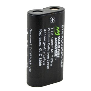 wasabi power battery for kodak klic-8000, klic8000 and kodak easyshare z612, z712, z740, z812 is, z1012 is, z1015 is, z1085 is, z8612 is, zx1, zxd