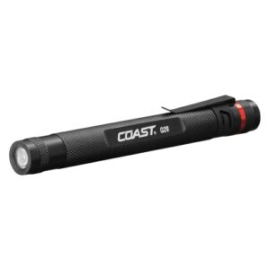 coast g20 inspection beam led penlight with adjustable pocket clip and consistent edge-to-edge brightness, black, 54 lumens,1 pack