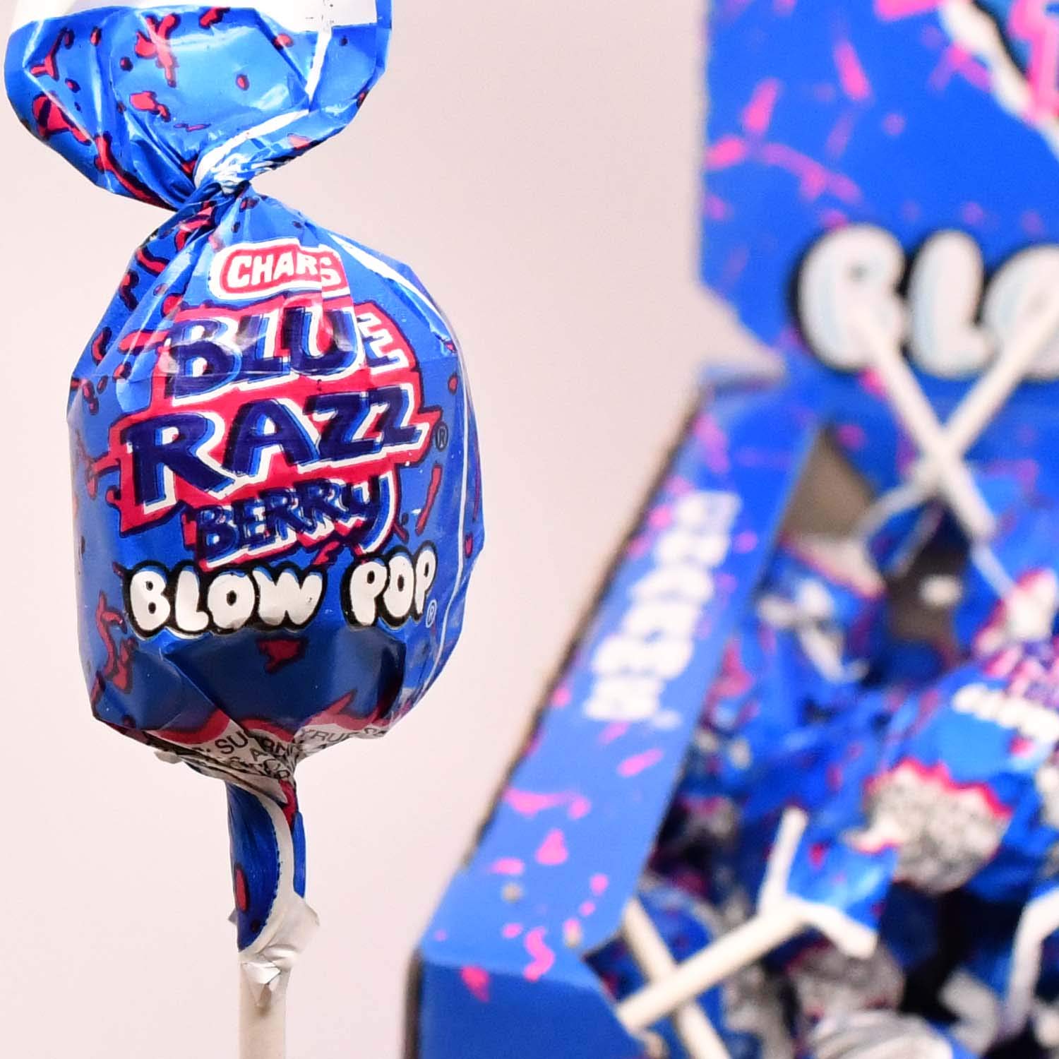 Charms Blow Pops Blue Razz Berry Flavor, 48 Count (Pack of 1)