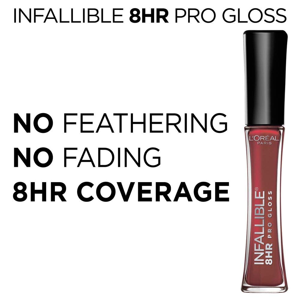 L’Oreal Paris Makeup Infallible 8 Hour Hydrating Lip Gloss, Sangria, 0.21 Fl Oz