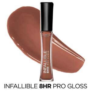 L’Oreal Paris Makeup Infallible 8 Hour Hydrating Lip Gloss, Barely Nude, 0.21 Fl Oz