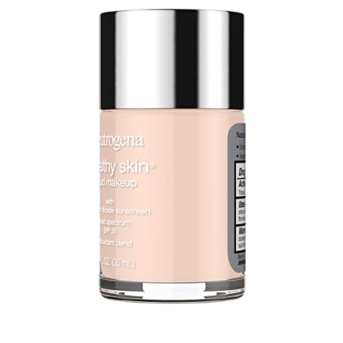 Neutrogena Healthy Skin Liquid Makeup Foundation, Broad Spectrum SPF 20 Sunscreen, Lightweight & Flawless Coverage Foundation with Antioxidant Vitamin E & Feverfew, Natural Ivory, 1 fl. oz