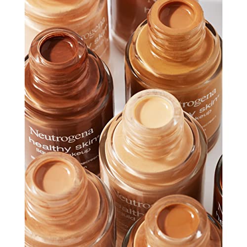 Neutrogena Healthy Skin Liquid Makeup Foundation, Broad Spectrum SPF 20 Sunscreen, Lightweight & Flawless Coverage Foundation with Antioxidant Vitamin E & Feverfew, Natural Ivory, 1 fl. oz