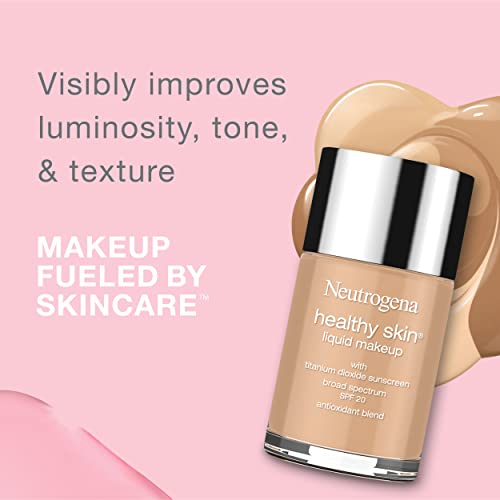 Neutrogena Healthy Skin Liquid Makeup Foundation, Broad Spectrum SPF 20 Sunscreen, Lightweight & Flawless Coverage Foundation with Antioxidant Vitamin E & Feverfew, Natural Ivory, 1 fl. oz