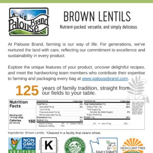 Small Brown Dry Lentils | 5 LBS Plastic Free Packaging | Family Farmed in Washington State | 100% Desiccant Free | Non-GMO | 100% Non-Irradiated | Kosher | Field Traced | Burlap Bag