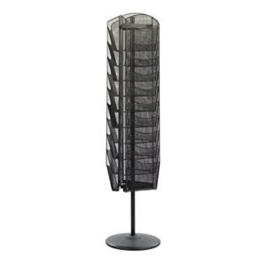 safco onyx rotating mesh magazine stand, brochure organizer, display rack with 30 pockets, commercial-grade steel construction