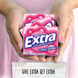 EXTRA Gum Classic Bubble Gum Sugar Free Chewing Gum Bulk Pack, 15 Stick (Pack of 10)