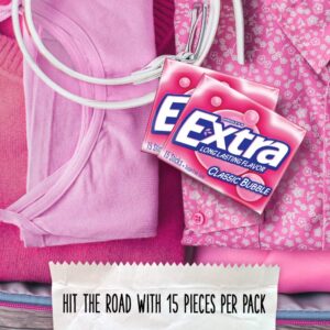 EXTRA Gum Classic Bubble Gum Sugar Free Chewing Gum Bulk Pack, 15 Stick (Pack of 10)