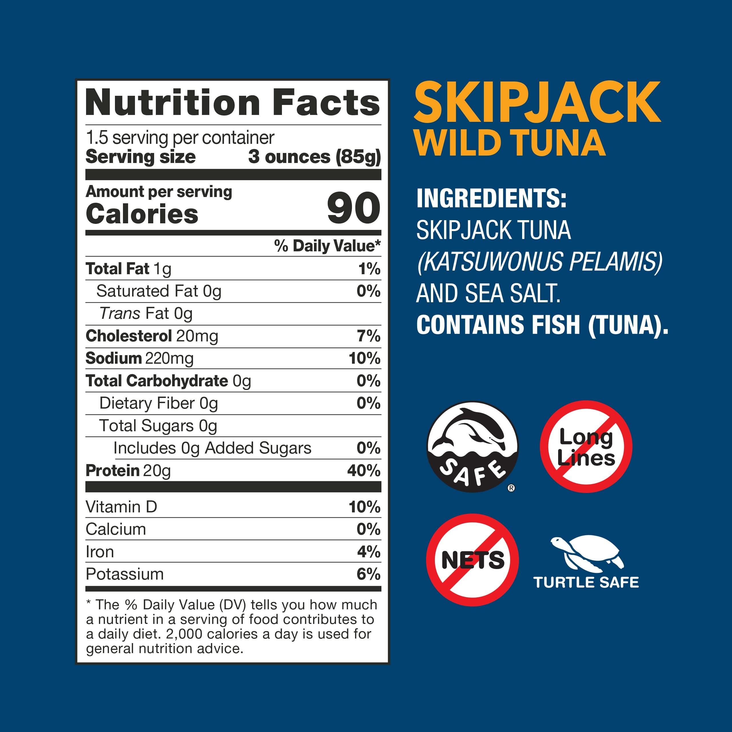 Wild Planet Skipjack Wild Tuna, Sea Salt, Canned Tuna, Pole & Line Sustainably Wild-Caught, Non-GMO, Kosher, 5 Ounce Can (Pack of 12)