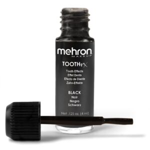 mehron makeup tooth fx black | temporary black tooth paint | perfect for creating black out tooth makeup, rotten teeth makeup, & missing teeth sfx for halloween, cosplay, & theater .125 oz (4 ml)