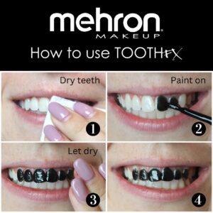 Mehron Makeup Tooth FX Black | Temporary Black Tooth Paint | Perfect for Creating Black Out Tooth Makeup, Rotten Teeth Makeup, & Missing Teeth SFX for Halloween, Cosplay, & Theater .125 oz (4 ml)