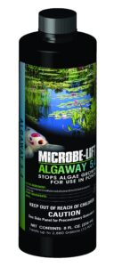 microbe-lift alga08 algaway 5.4 algae control treatment for ponds and water gardens, safe for koi fish, goldfish, plants, and decorations, 8 ounces