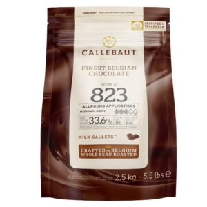 belgian milk chocolate baking callets (chips) - 33.6% - 1 bag, 5.5 lbs