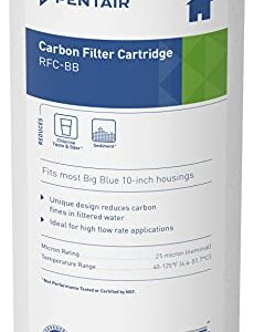 Pentair Pentek RFC-BB Big Blue Carbon Water Filter, 10-Inch, Whole House Heavy Duty Radial Flow Carbon Replacement Cartridge with Granular Activated Carbon (GAC) Filter, 10" x 4.5", 25 Micron