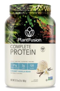 plantfusion complete vegan protein powder - plant based protein powder with bcaas, digestive enzymes and pea protein - keto, gluten free, soy free, non-dairy, no sugar, non-gmo - vanilla bean 2 lb