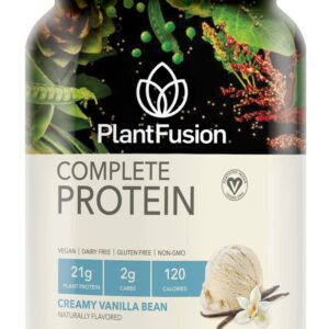 PlantFusion Complete Vegan Protein Powder - Plant Based Protein Powder With BCAAs, Digestive Enzymes and Pea Protein - Keto, Gluten Free, Soy Free, Non-Dairy, No Sugar, Non-GMO - Vanilla Bean 2 lb