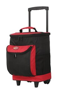 16" cool carry 2-section rolling cooler with thermal insulation, red color option