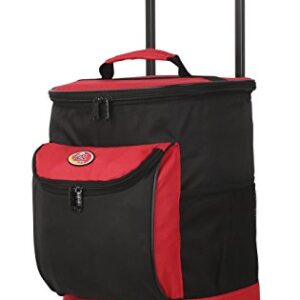 16" Cool Carry 2-Section Rolling Cooler with Thermal Insulation, Red Color Option