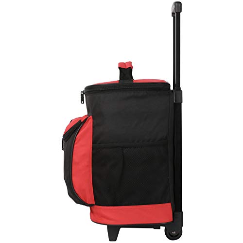 16" Cool Carry 2-Section Rolling Cooler with Thermal Insulation, Red Color Option