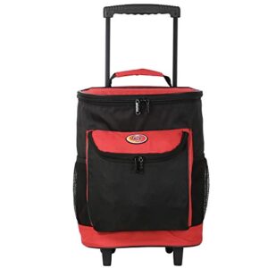 16" Cool Carry 2-Section Rolling Cooler with Thermal Insulation, Red Color Option