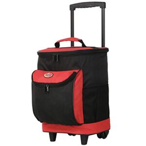 16" Cool Carry 2-Section Rolling Cooler with Thermal Insulation, Red Color Option