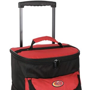 16" Cool Carry 2-Section Rolling Cooler with Thermal Insulation, Red Color Option